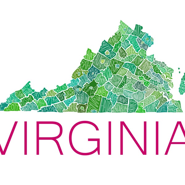 Hand Drawn Map of Virginia - Etsy