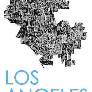 Los Angeles City Neighborhood Map Hand-drawn Print - Etsy