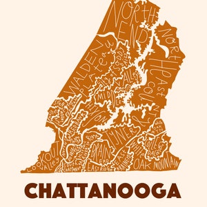 Chattanooga Neighborhood Hand-drawn Map Poster Print - Etsy