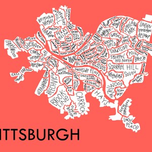 Pittsburgh City Neighborhood Map Hand-drawn Print - Etsy