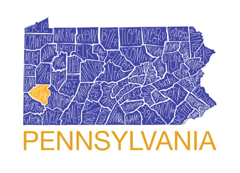 Pennsylvania County Map, Hand-drawn - Etsy