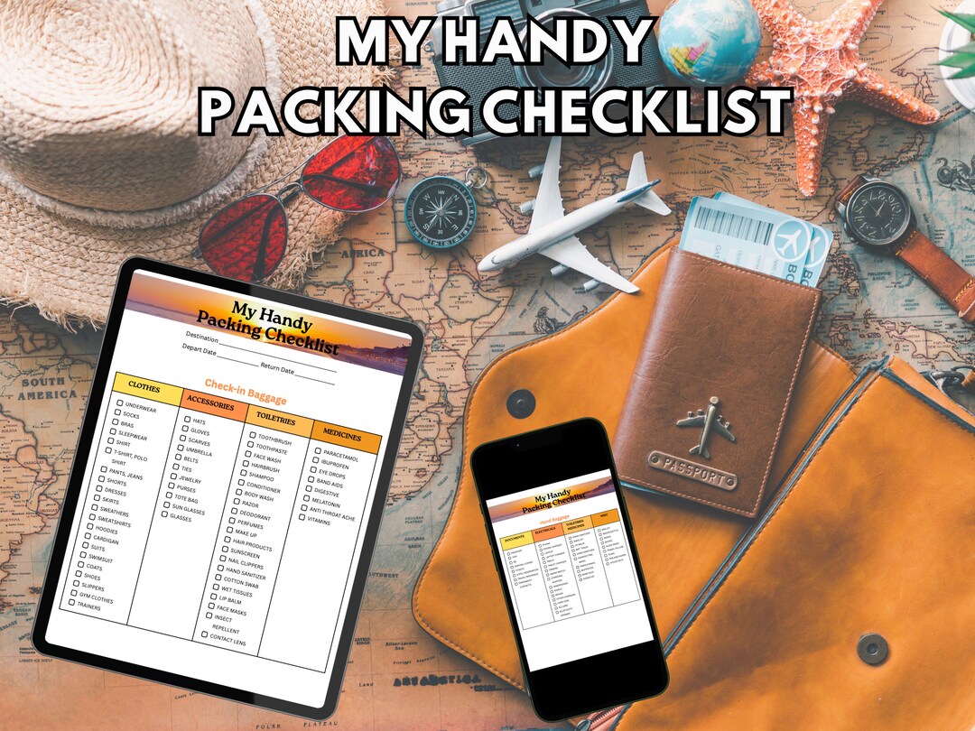 Packing Checklist Travel Packing List Template Luggage Packing List ...