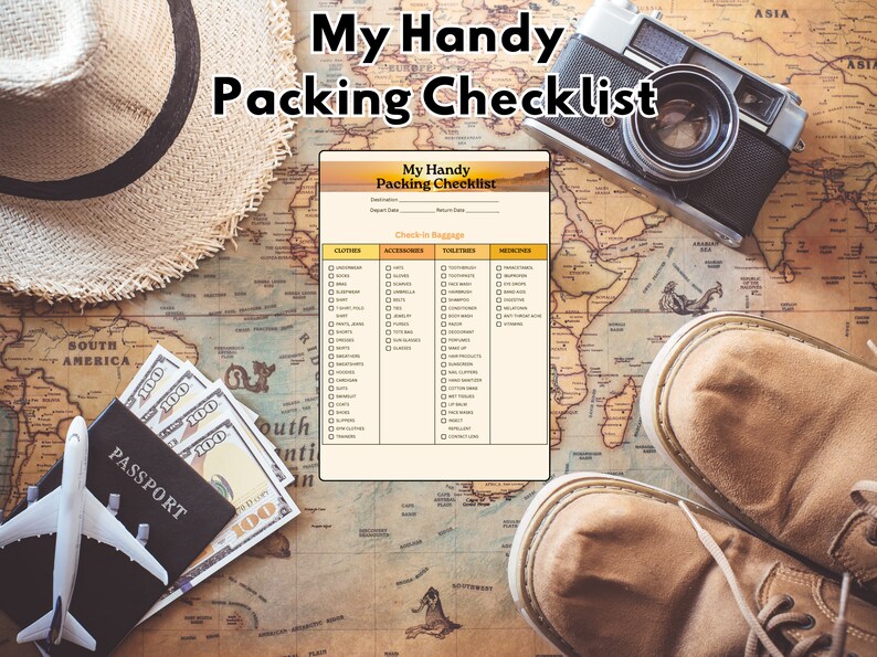 Packing Checklist Travel Packing List Template Luggage Packing List ...
