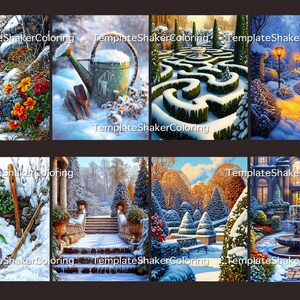 60 Winter Coloring Pages, Winter Gardens Grayscale Coloring Book for ...