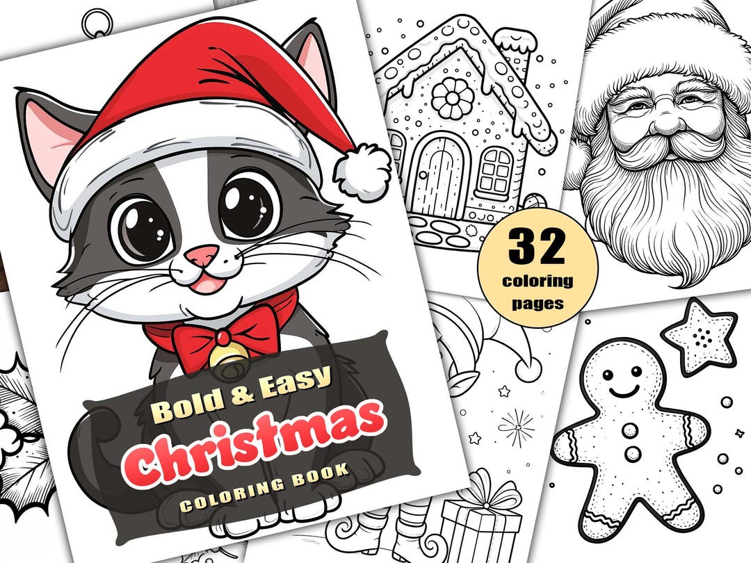 32 Bold and Easy Cute Christmas Coloring Pages, Simple Festive Holiday ...