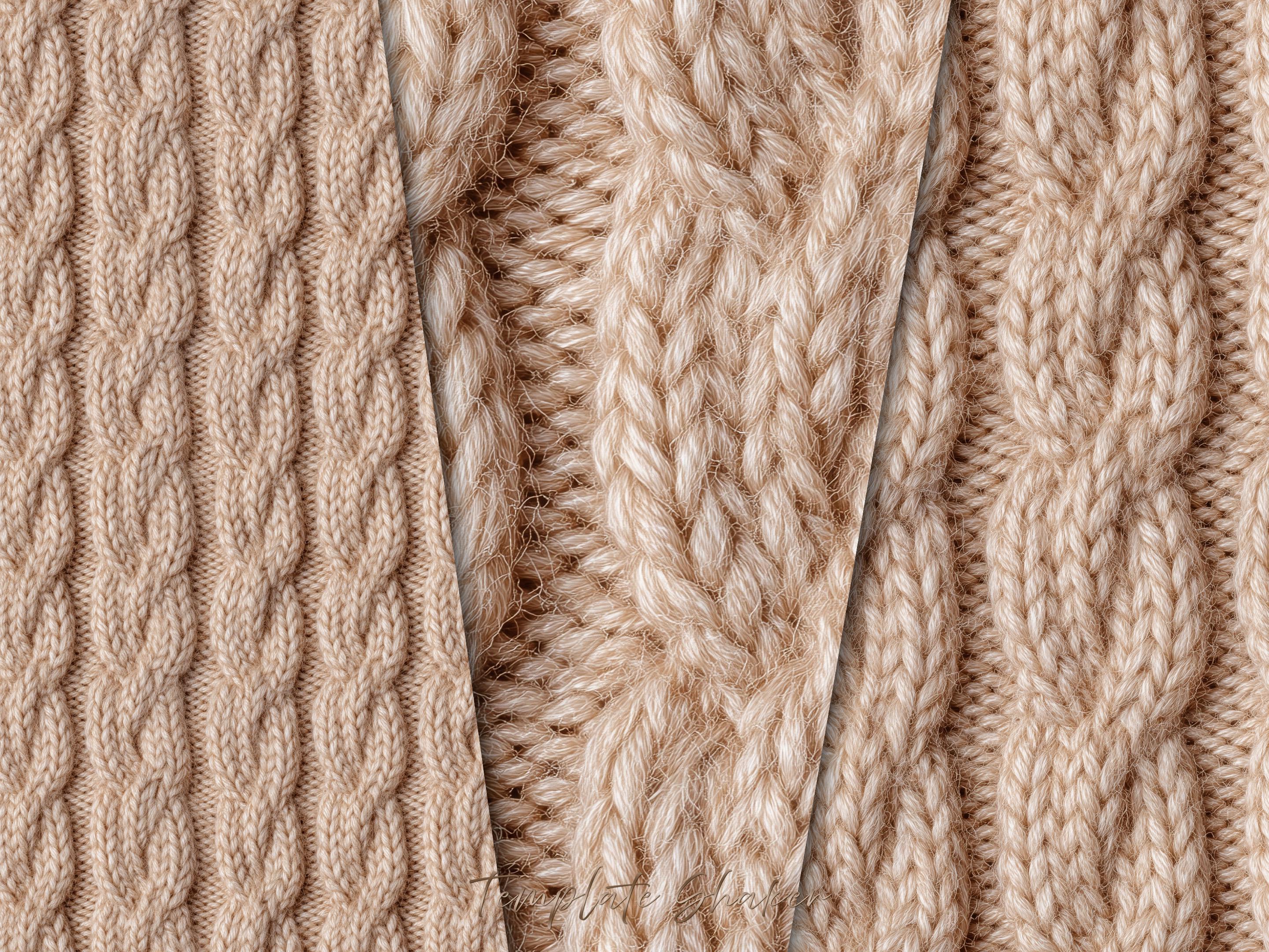 Beige Knitted Seamless Digital Paper, Cozy Cable Knit Sweater Textures ...