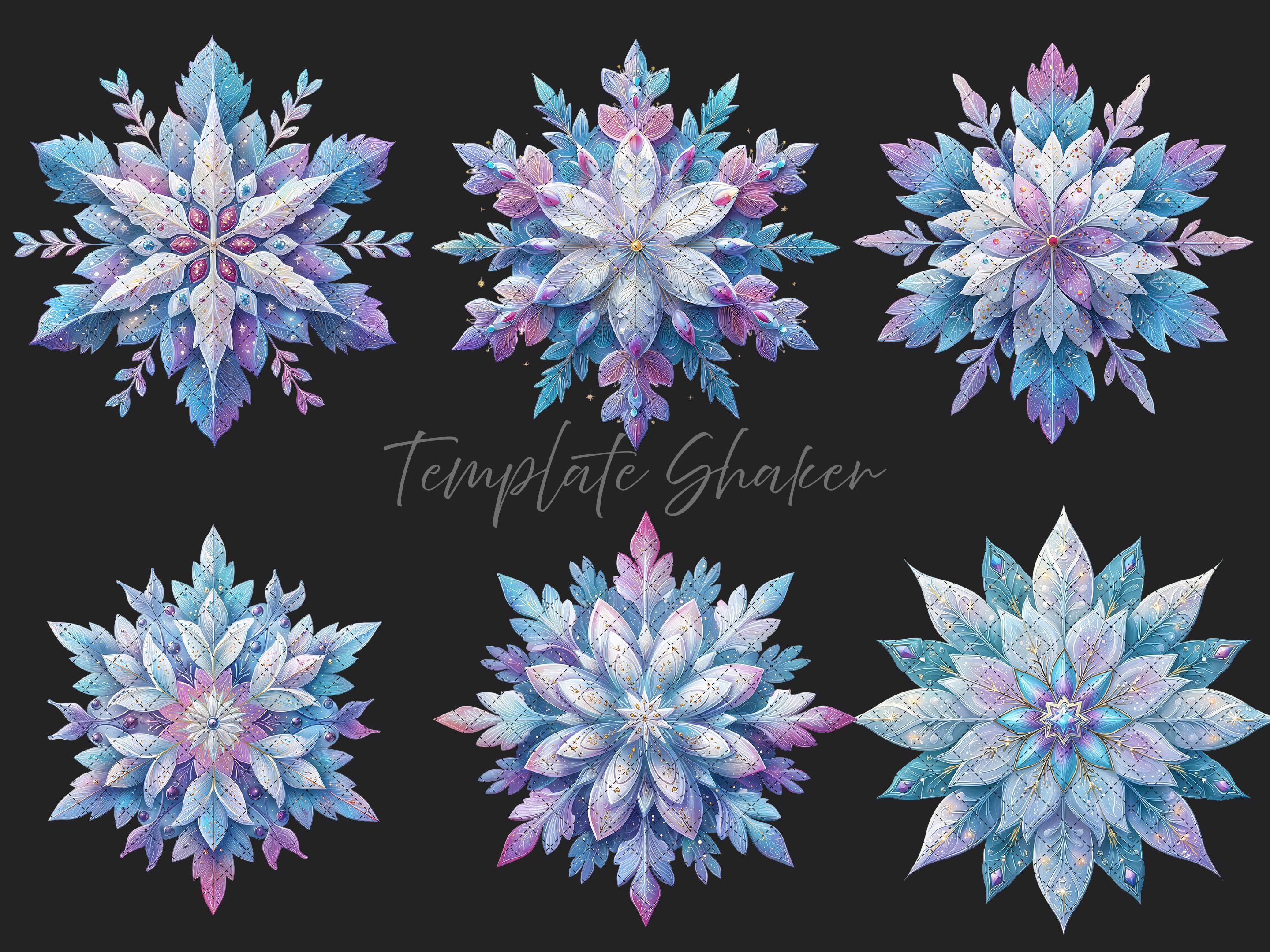 Holographic Snowflakes PNG Clipart, Iridescent Winter Set, Digital ...