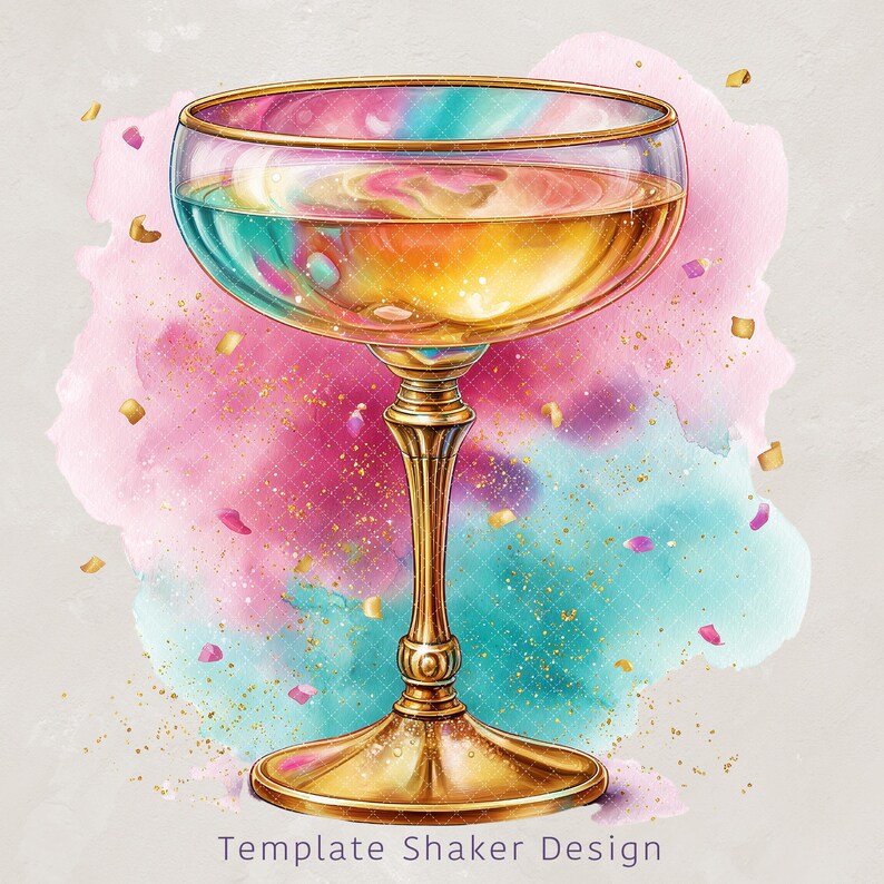 Champagne Celebration Watercolor Clipart Bundle, PNG Transparent ...