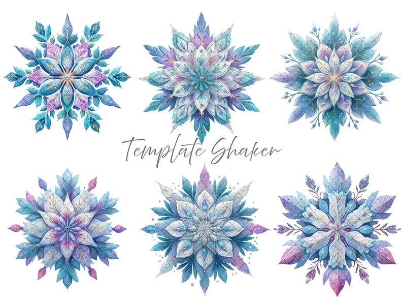 Holographic Snowflakes PNG Clipart, Iridescent Winter Set, Digital ...
