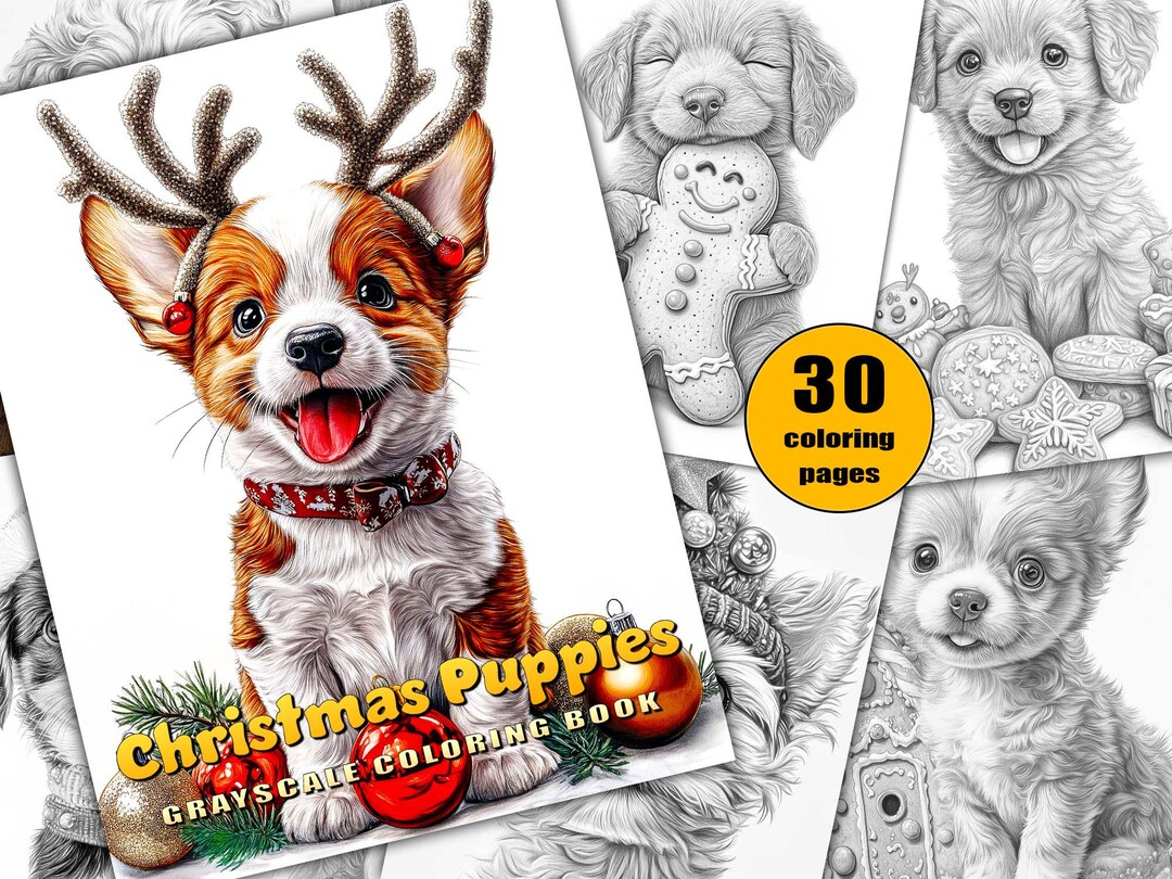 30 Cute Christmas Puppies Coloring Pages, Festive Holiday Puppy ...