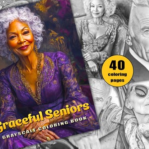 40 Graceful Seniors Coloring Page, Old Lady Gentleman Grayscale ...