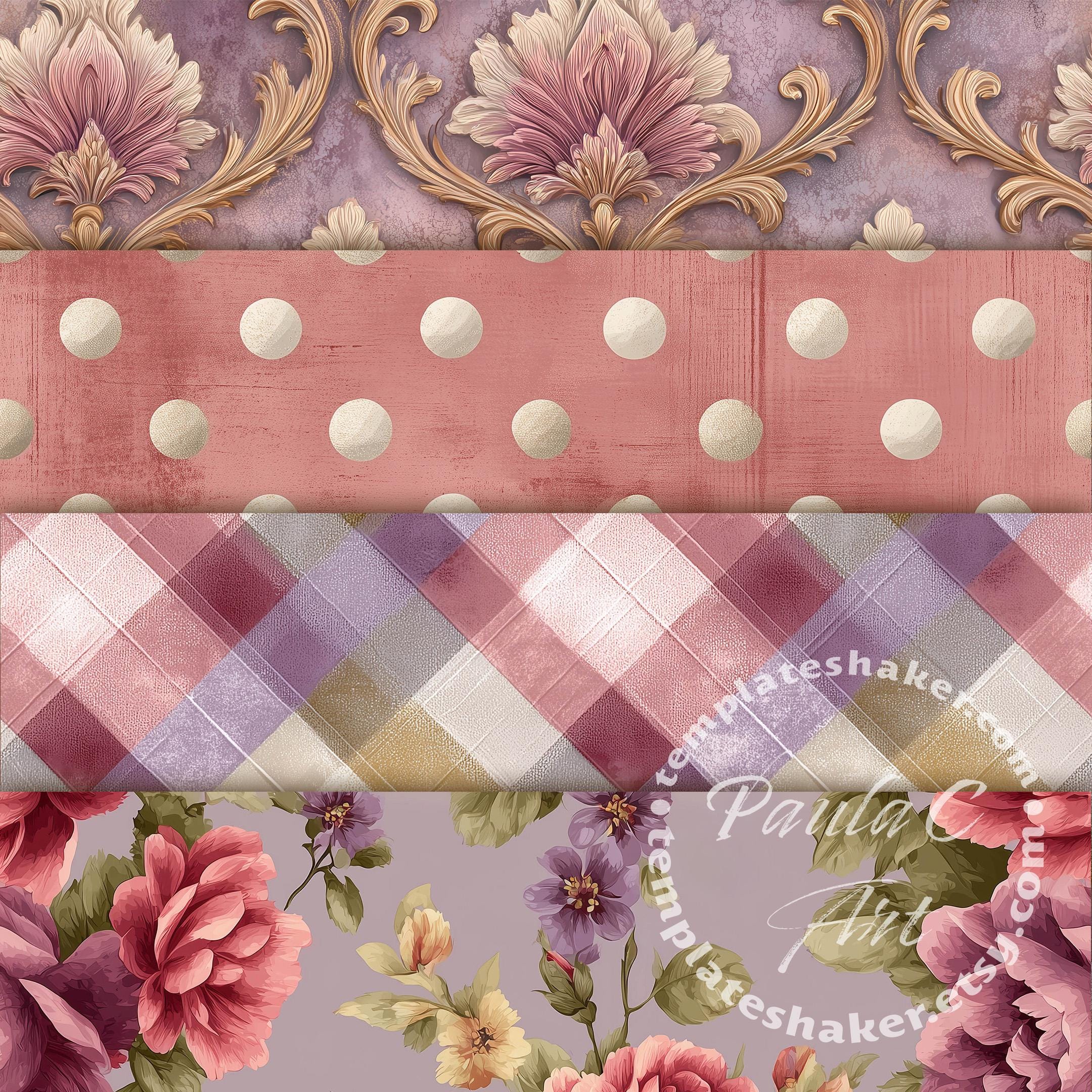 27 Vintage Floral Digital Paper Pack, Shabby Chic Seamless Pattern ...