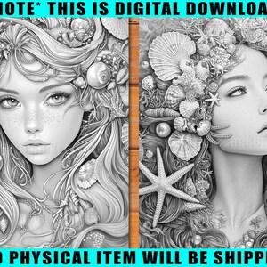 32 Sea Goddess Coloring Pages - Ocean Mermaid Grayscale Coloring Page ...