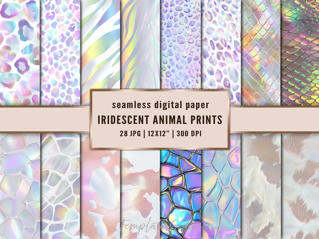 Iridescent Animal Print Seamless Digital Paper Set, Repeating Pattern ...