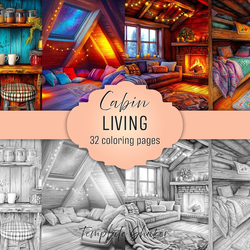 Cabin Coloring Adults - Etsy