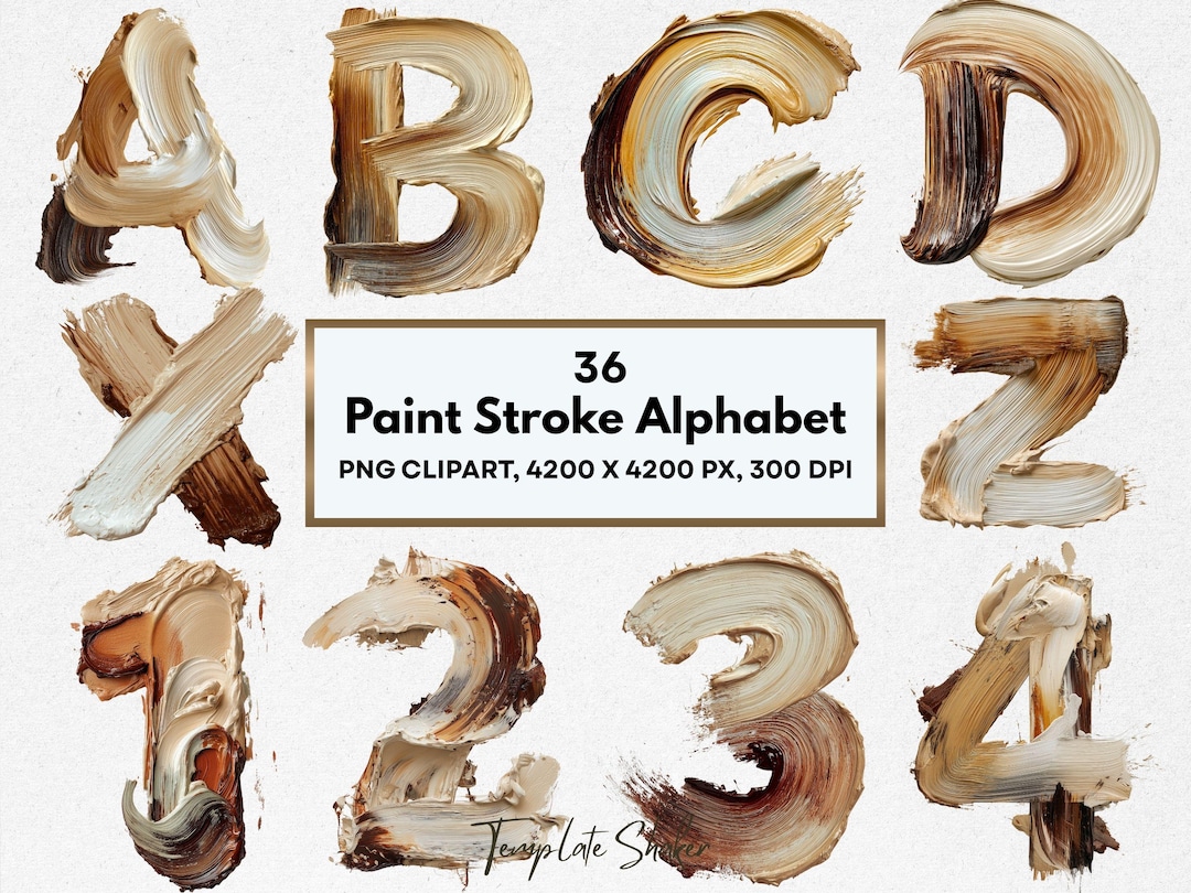 Paint Stroke Alphabet Clipart PNG, Acrylic Brush Lettering, Modern ...