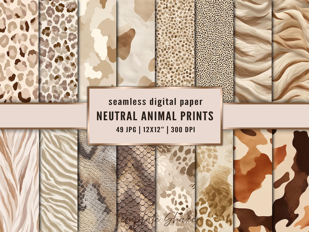 Neutral Animal Prints Seamless Digital Paper, Beige & Brown Pattern ...