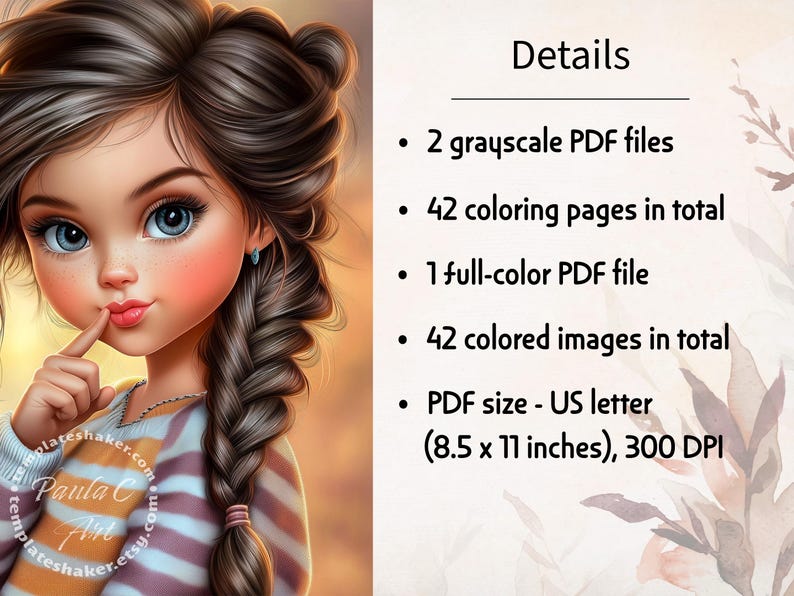 Coquette Girls Grayscale Coloring Book: Kawaii Portrait Art, Printable ...