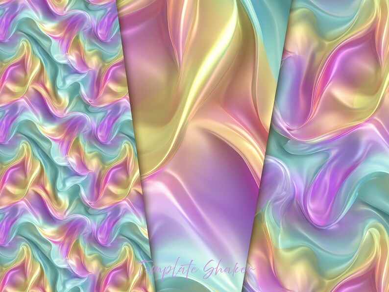 Iridescent Liquid Satin Digital Paper Pack, Seamless Pattern, Scrapbook ...