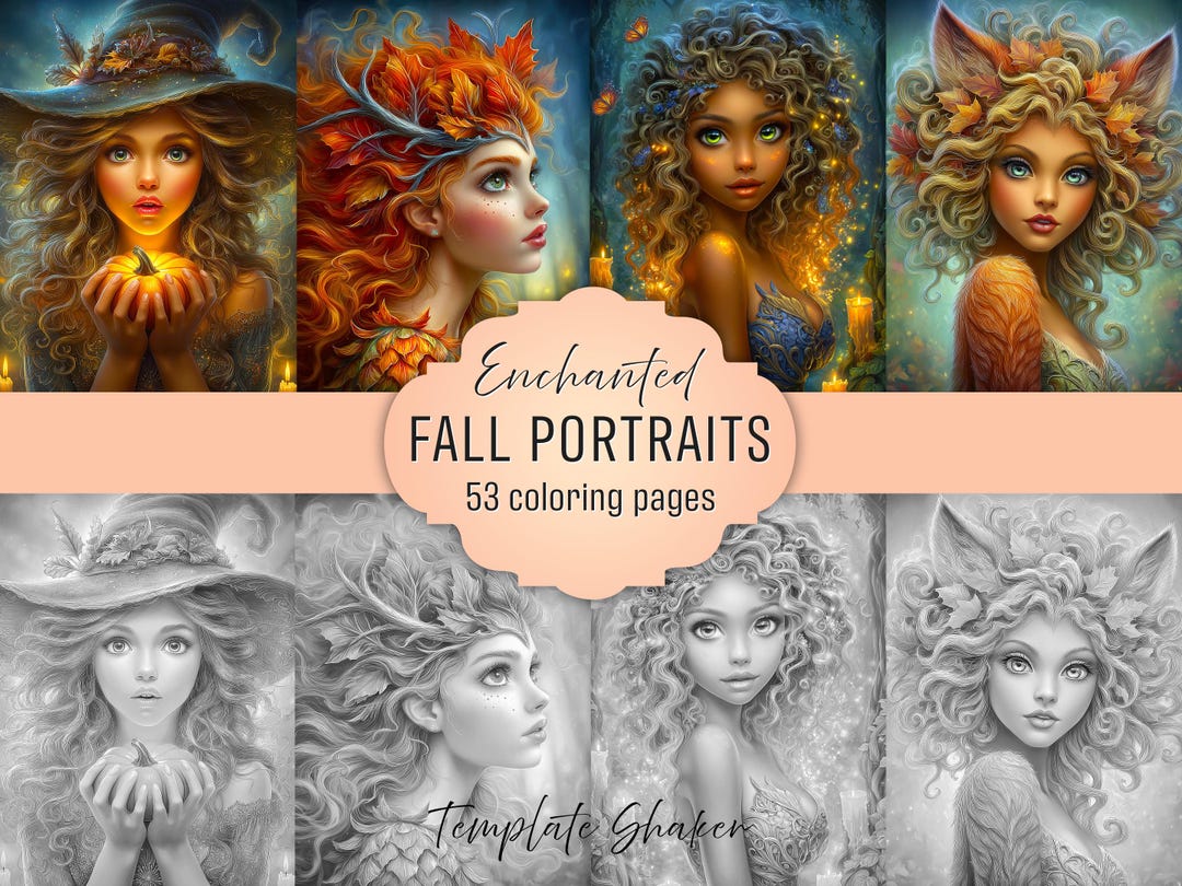 Enchanted Fall Grayscale Coloring Book: Fantasy Autumn Pages for Adults ...