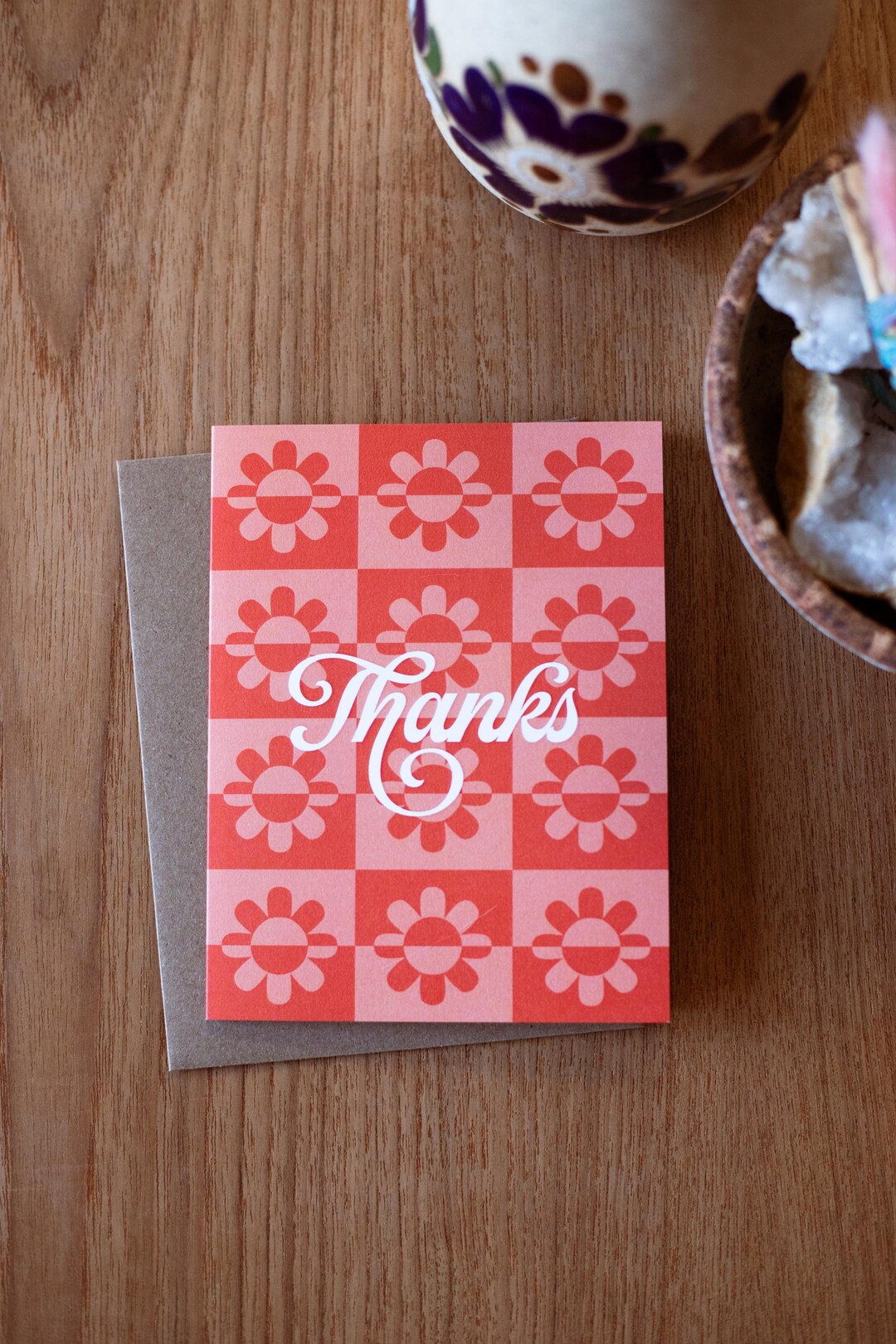 Floral Thank You Card: Bohemian Retro Design - Etsy