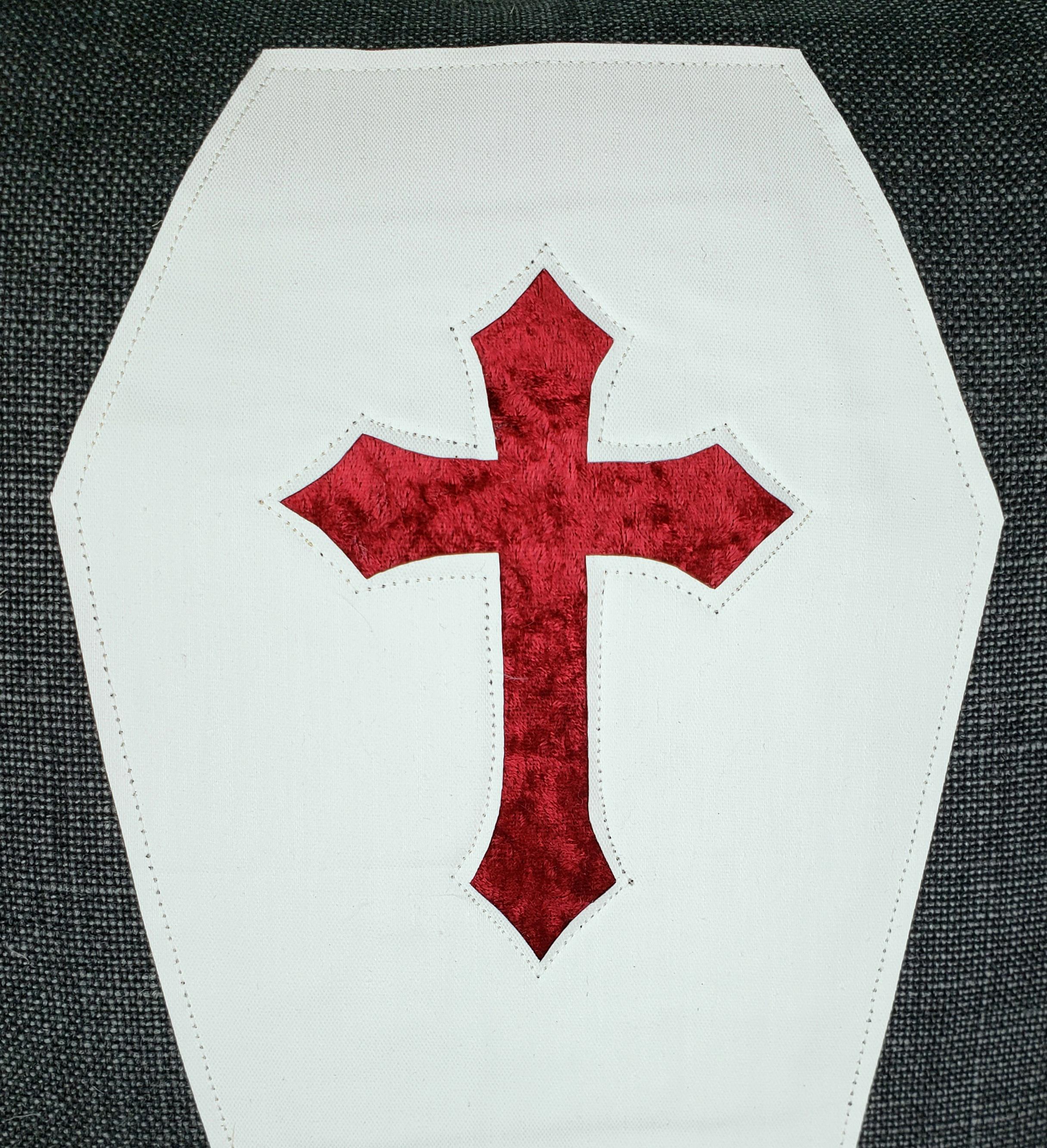 Gothic Vampire Coffin Applique Linen Pillows With Crushed Red Velour ...