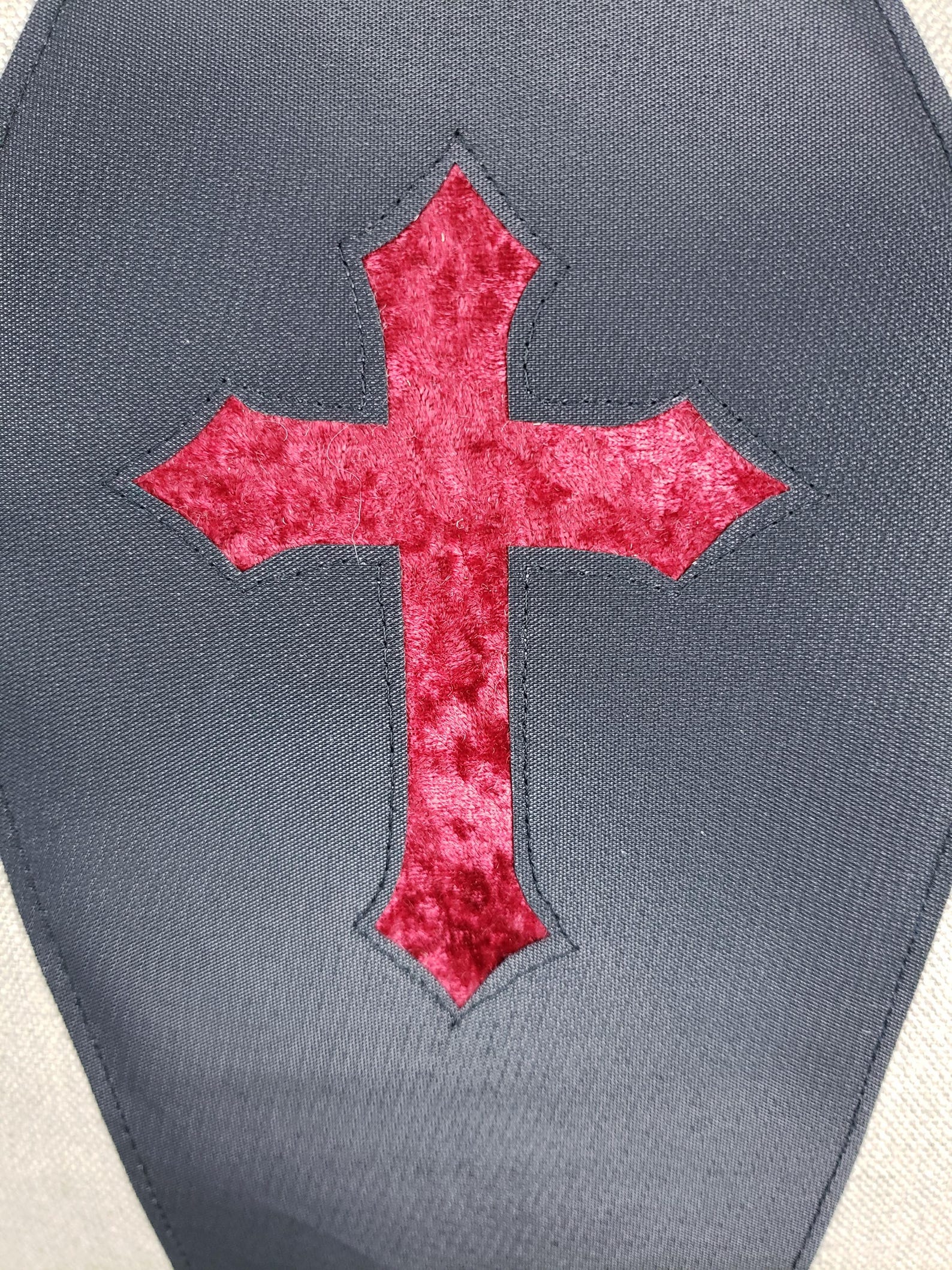 Gothic Vampire Coffin Applique Linen Pillows With Crushed Red Velour ...