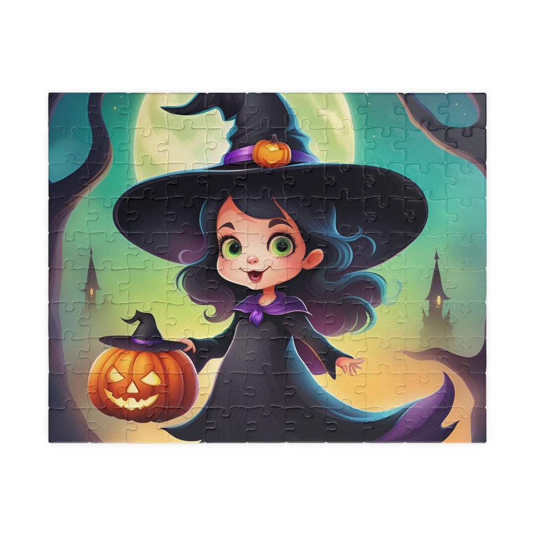 Kids Cute Halloween Witch Jigsaw Puzzle 110 or 252-piece, Ages 6 and Up ...