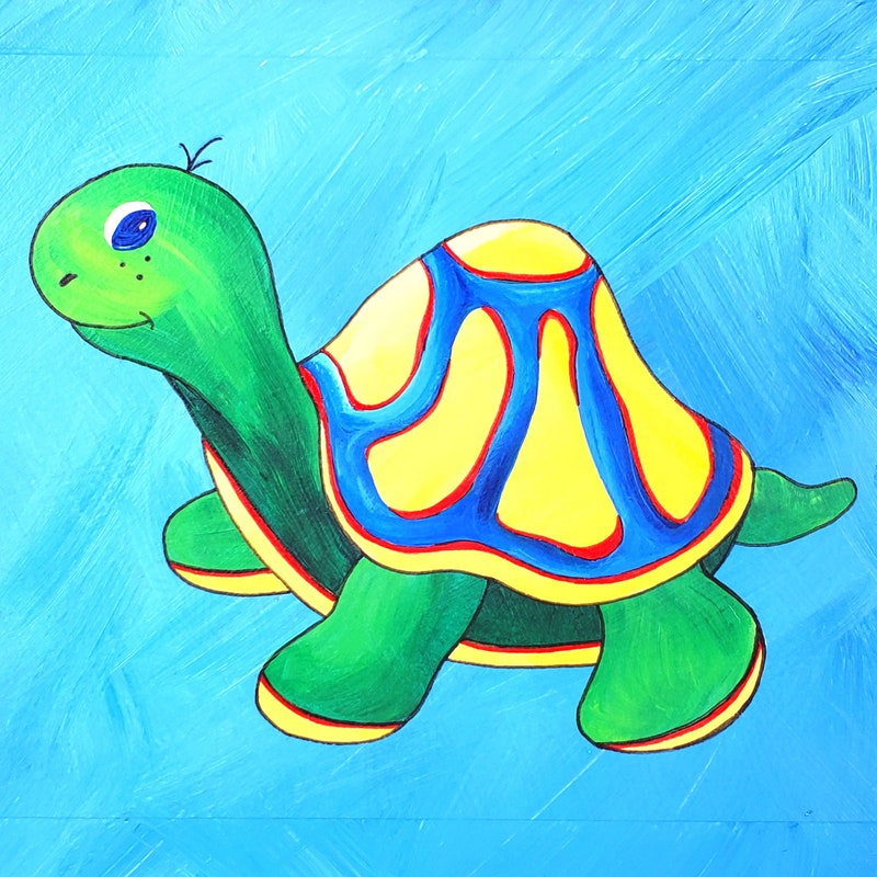 Turtle Whimsical Painting - Etsy