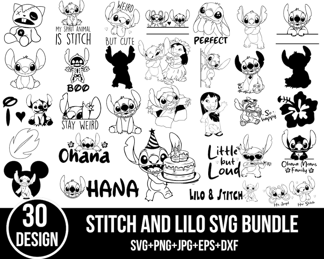 Stitch and Lilo SVG Bundle, Cartoon Designs (instant Download) - Etsy UK