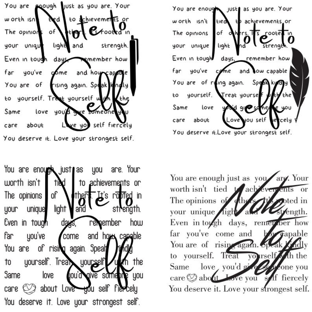 Note to Self SVG PNG: Motivational Mental Health Quotes (digital ...