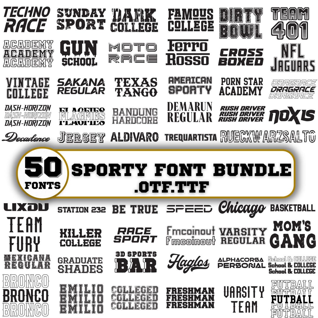 Sports Font Bundle: Varsity, Baseball, College, Football, Jersey Fonts ...