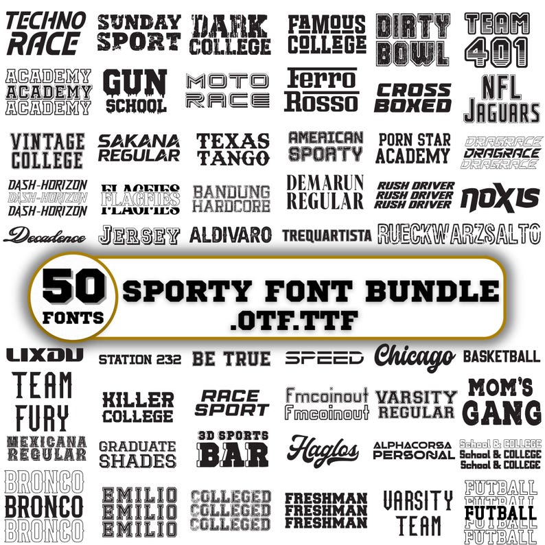 Sports Font Bundle: Varsity, Baseball, College, Football, Jersey Fonts ...