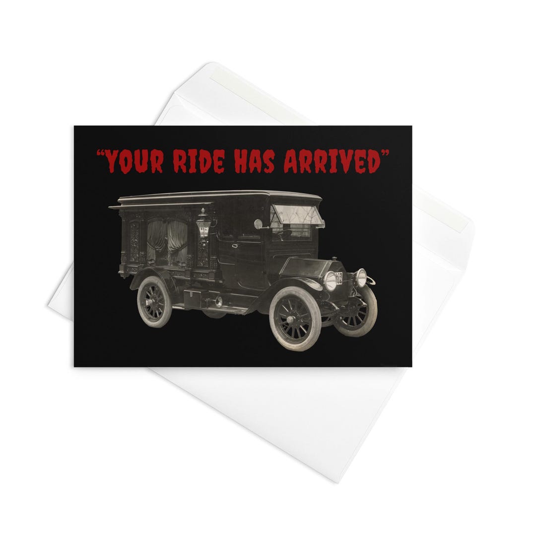 Hearse Greeting Card Happy Halloween Mail Vintage Photo Dark Humor Your ...