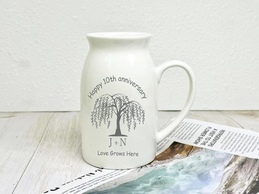 Personalized Willow Tree Vase for 10th Anniversary, Willow Anniversary ...