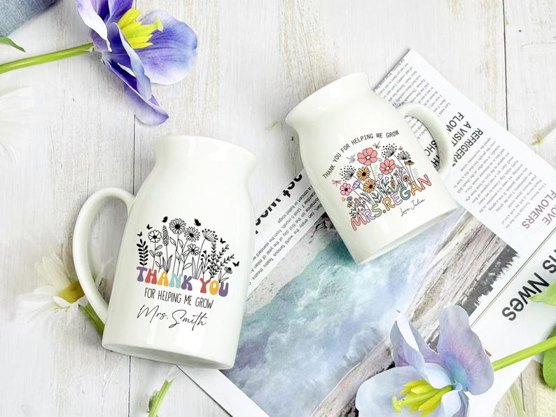 Flower Vase Thank You Teacher Gifts, Personalized Teacher Appreciation ...