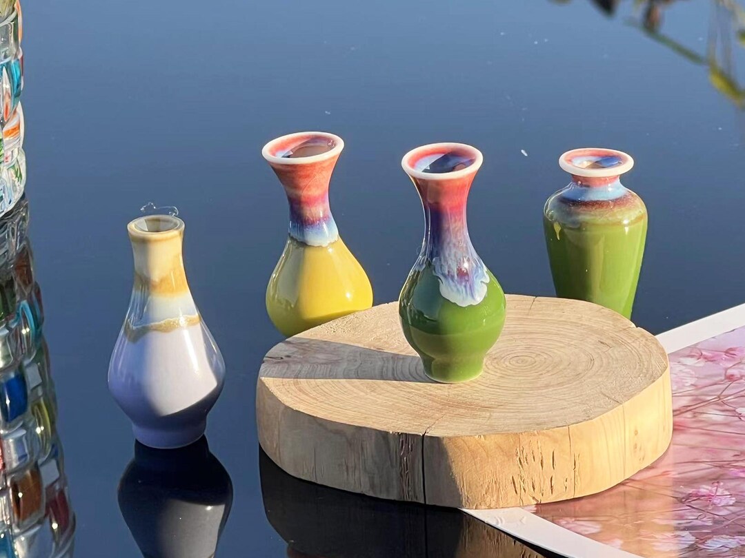 Tiny Glazed Flower Vase Handmade Ceramic Vases, Mini Pottery Vase for ...