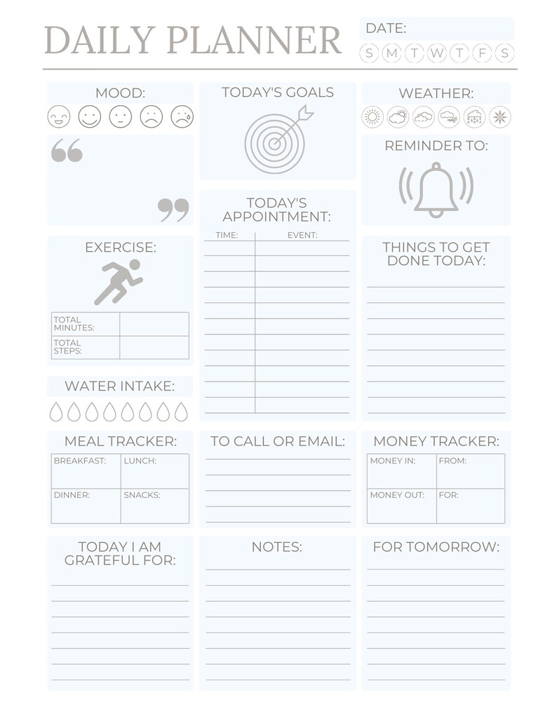 Printable Daily Planner | 4 Designs | Minimalist Planner | One Page ...