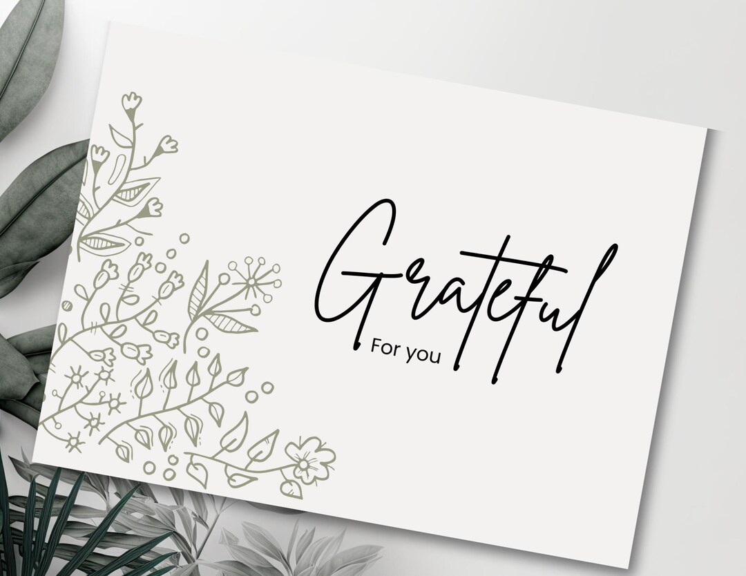 Printable Grateful for You Folded Card, Landscape 4in X 6in, Print at ...
