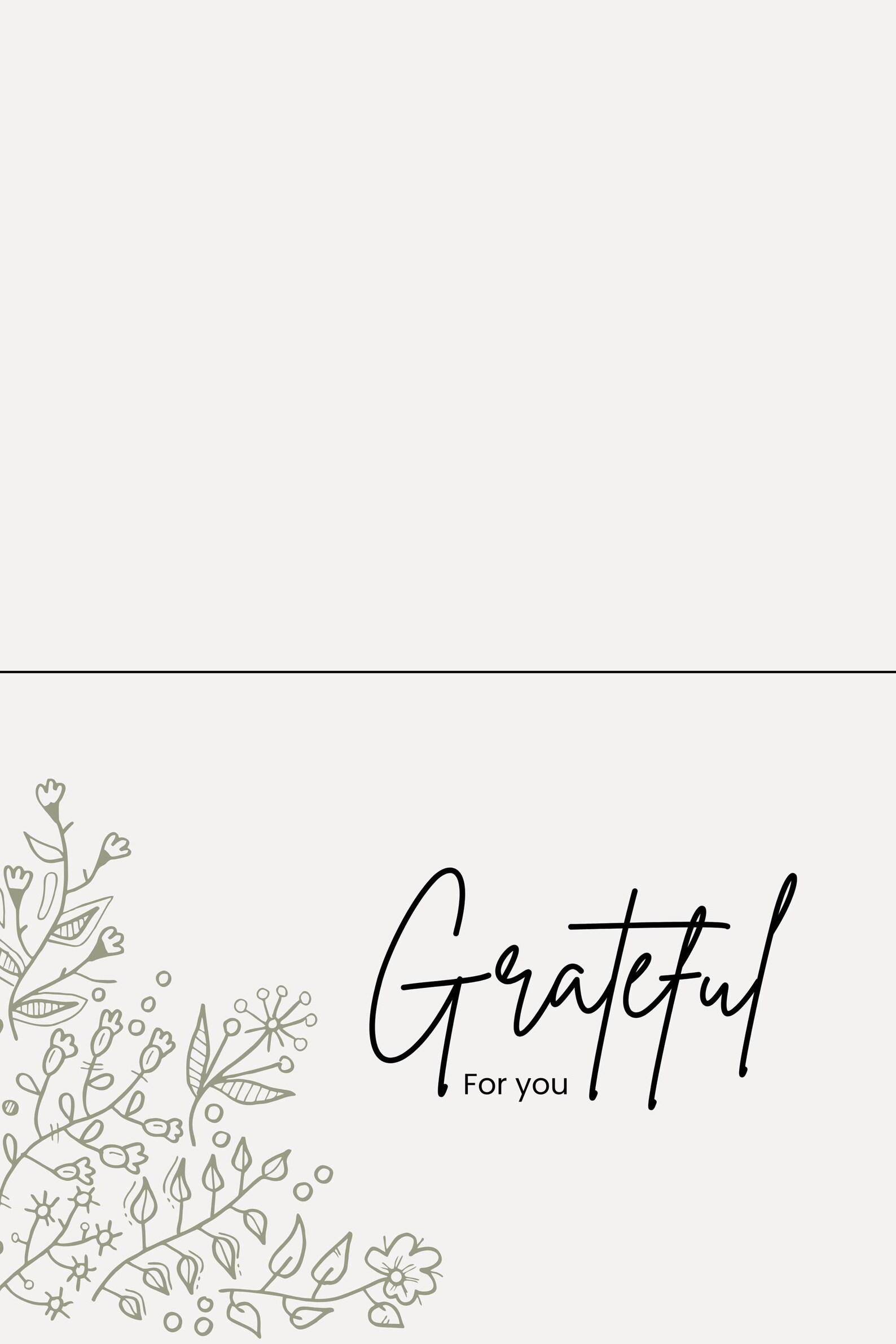 Printable Grateful for You Folded Card, Landscape 4in X 6in, Print at ...