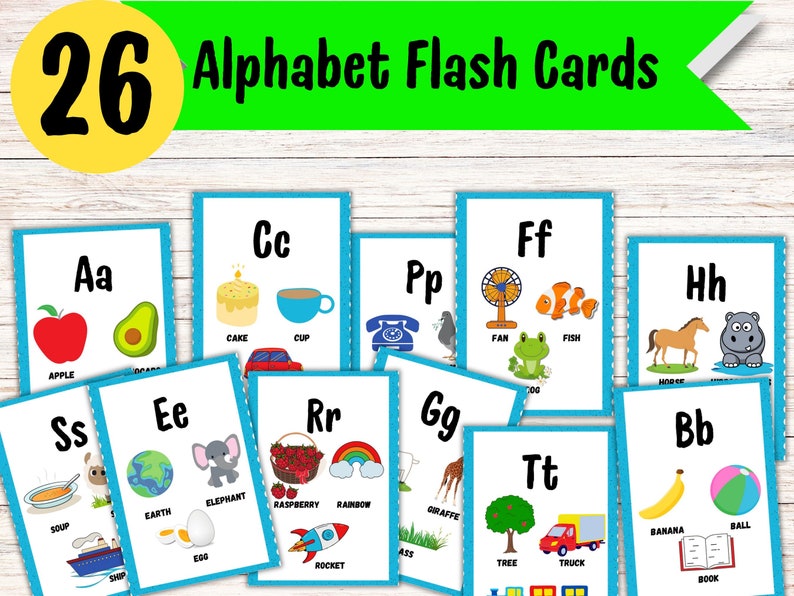 Kids Digital Flash Cards, Alphabets Flash Cards for Kids, 26 ABC Flash ...