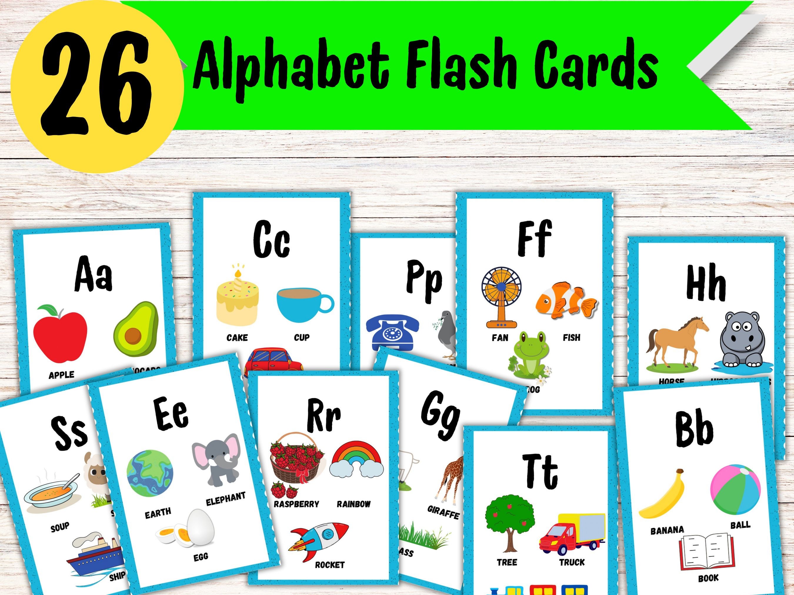 Kids Digital Flash Cards, Alphabets Flash Cards for Kids, 26 ABC Flash ...
