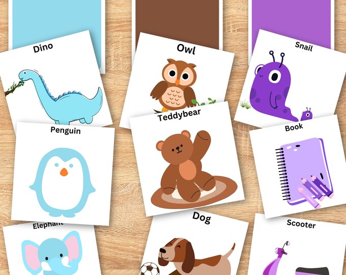 Montessori Color Sorting Printable Cards Toddler's 9 Color Recognition ...