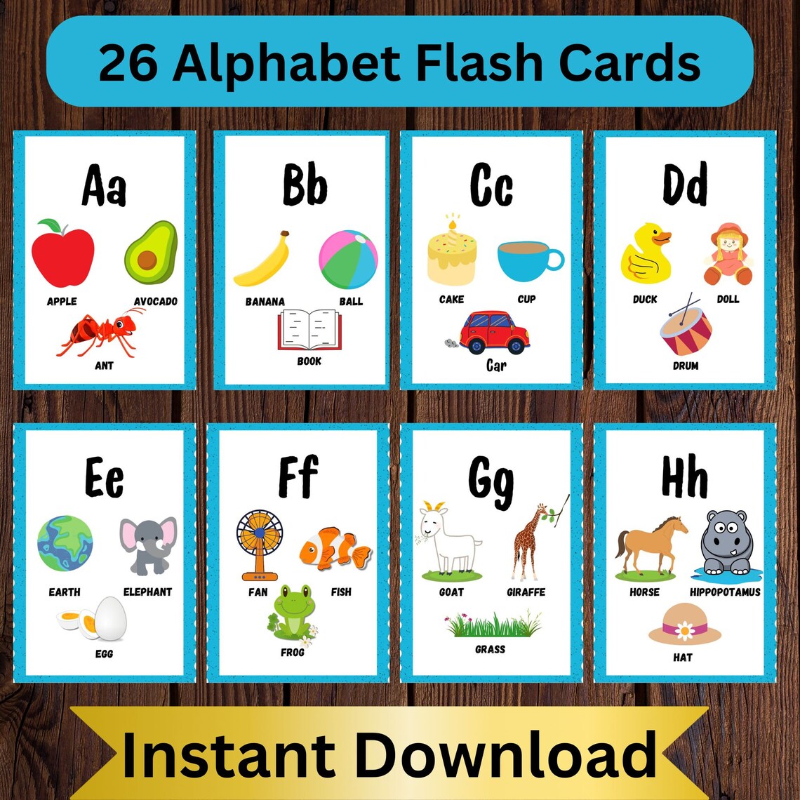 Kids Digital Flash Cards, Alphabets Flash Cards for Kids, 26 ABC Flash ...