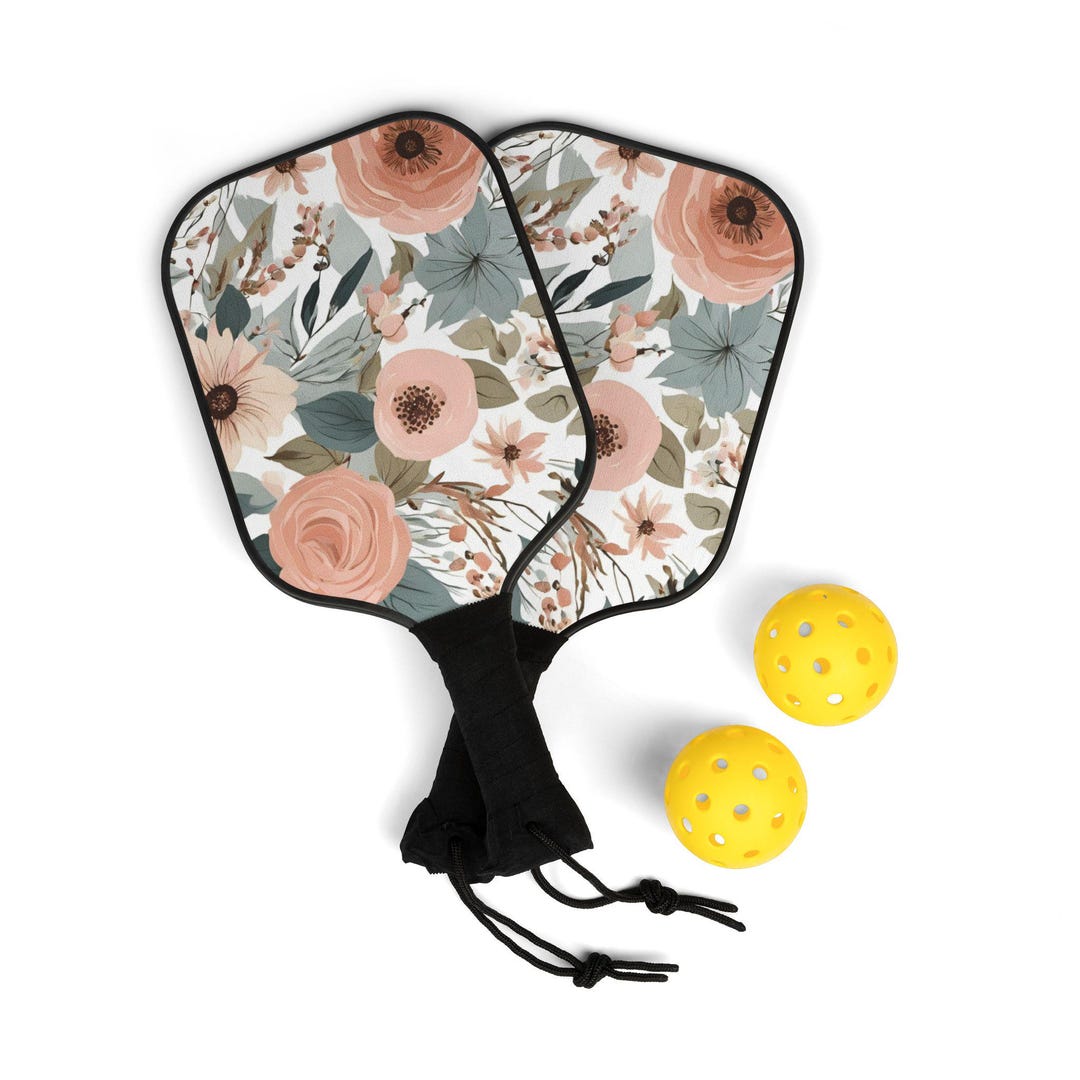 Cute Pastel Flower Pickleball Kit With 2 Paddles - Fun and Stylish Set ...
