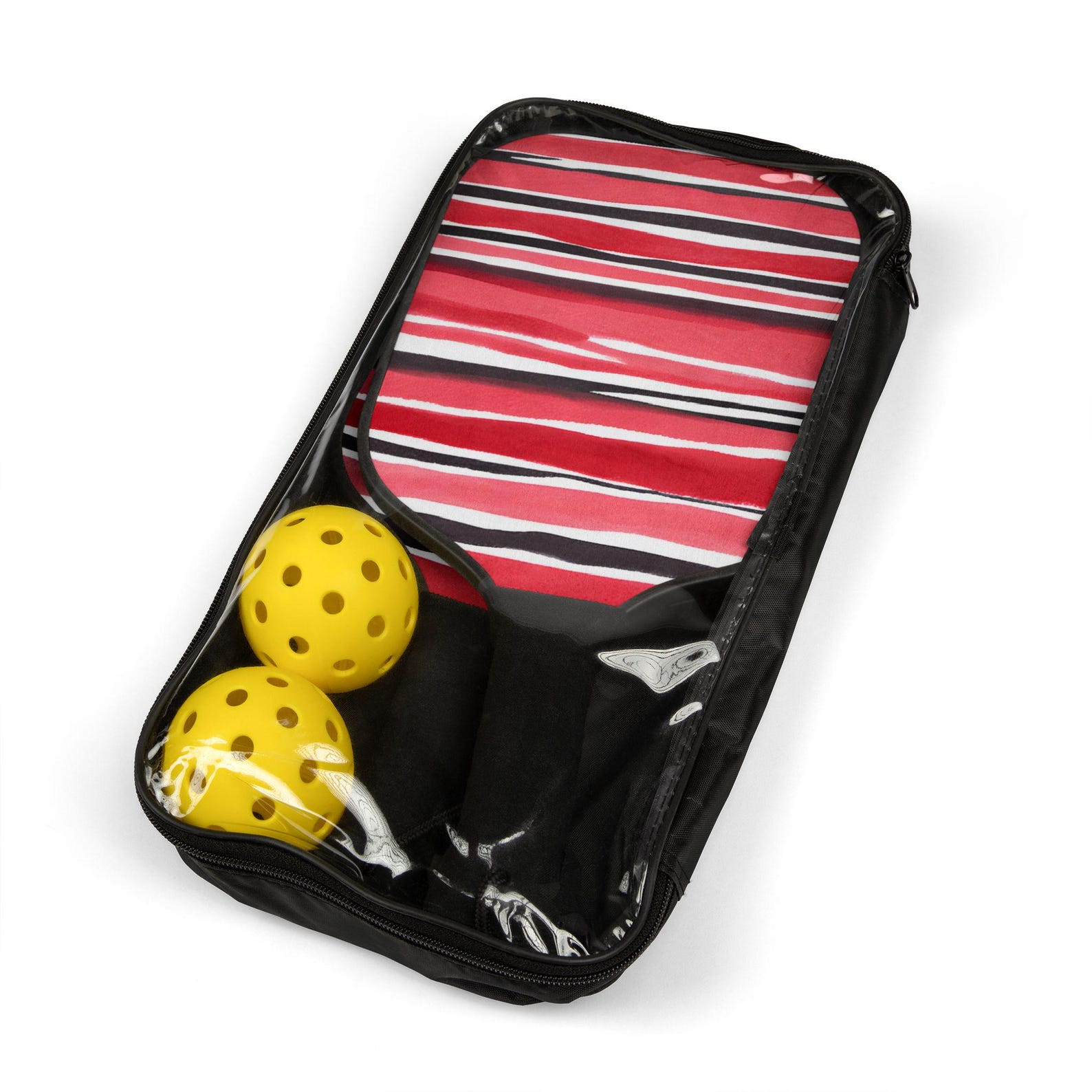 Black, White, and Red Striped Pickleball Kit - Bold and Stylish Set for ...