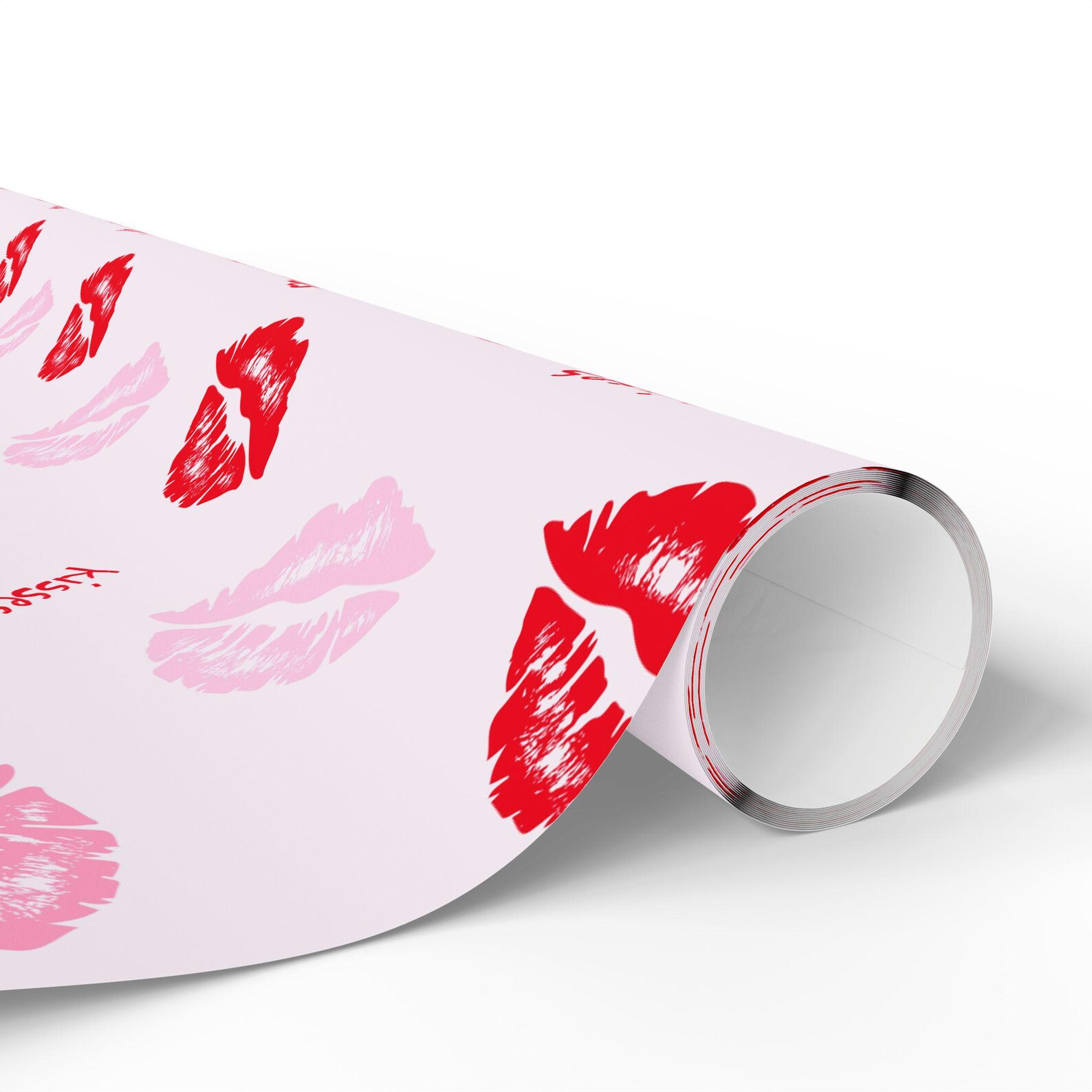 Red and Pink Kiss Fine Wrapping Paper Roll, 1pc for Valentine's Day ...