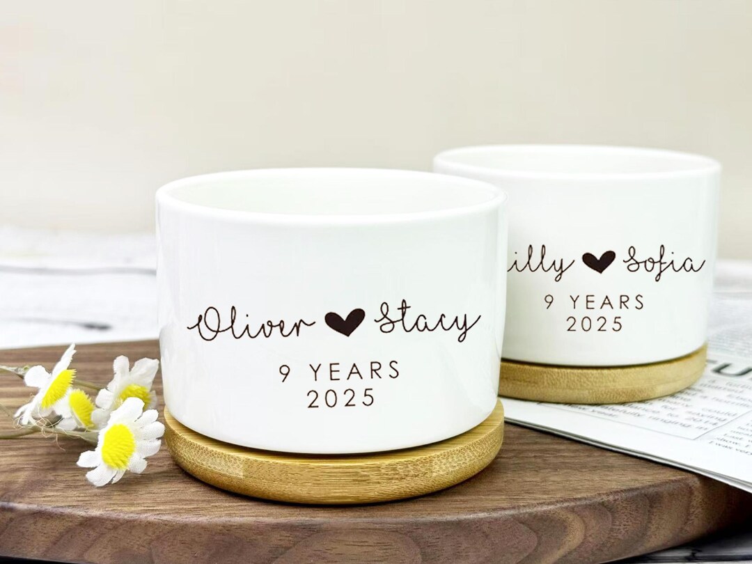Custom Anniversary Pot Gift for Her, Personalised Plant Pot Flower Pots ...