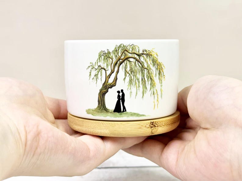 Willow Tree Ceramic Pot Wedding Keepsake Gift, 9 Years Anniversary Pot ...