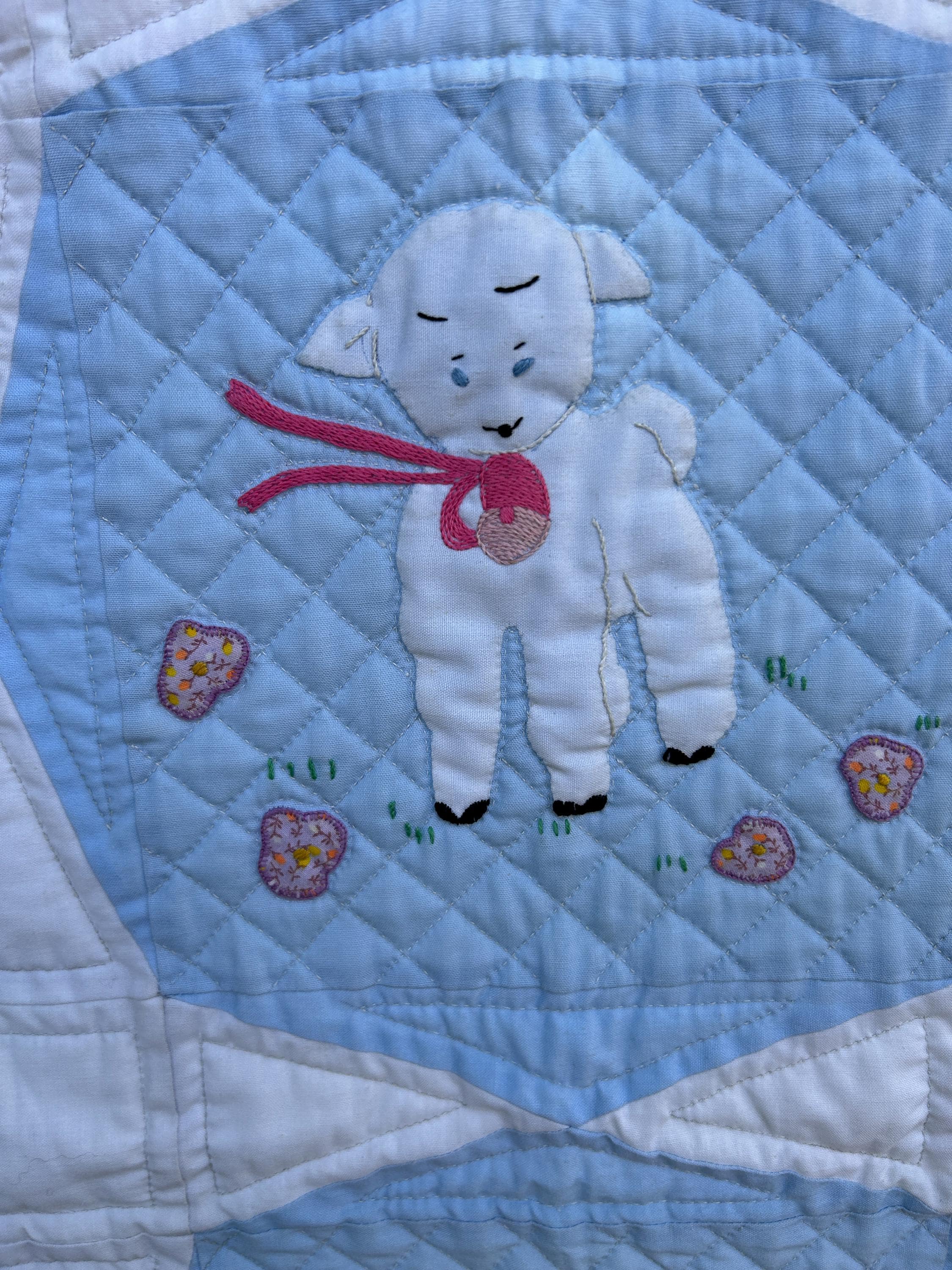 Vintage Applique Sheep Quilt Children Nursery Rhyme Blue Counting Sheep ...